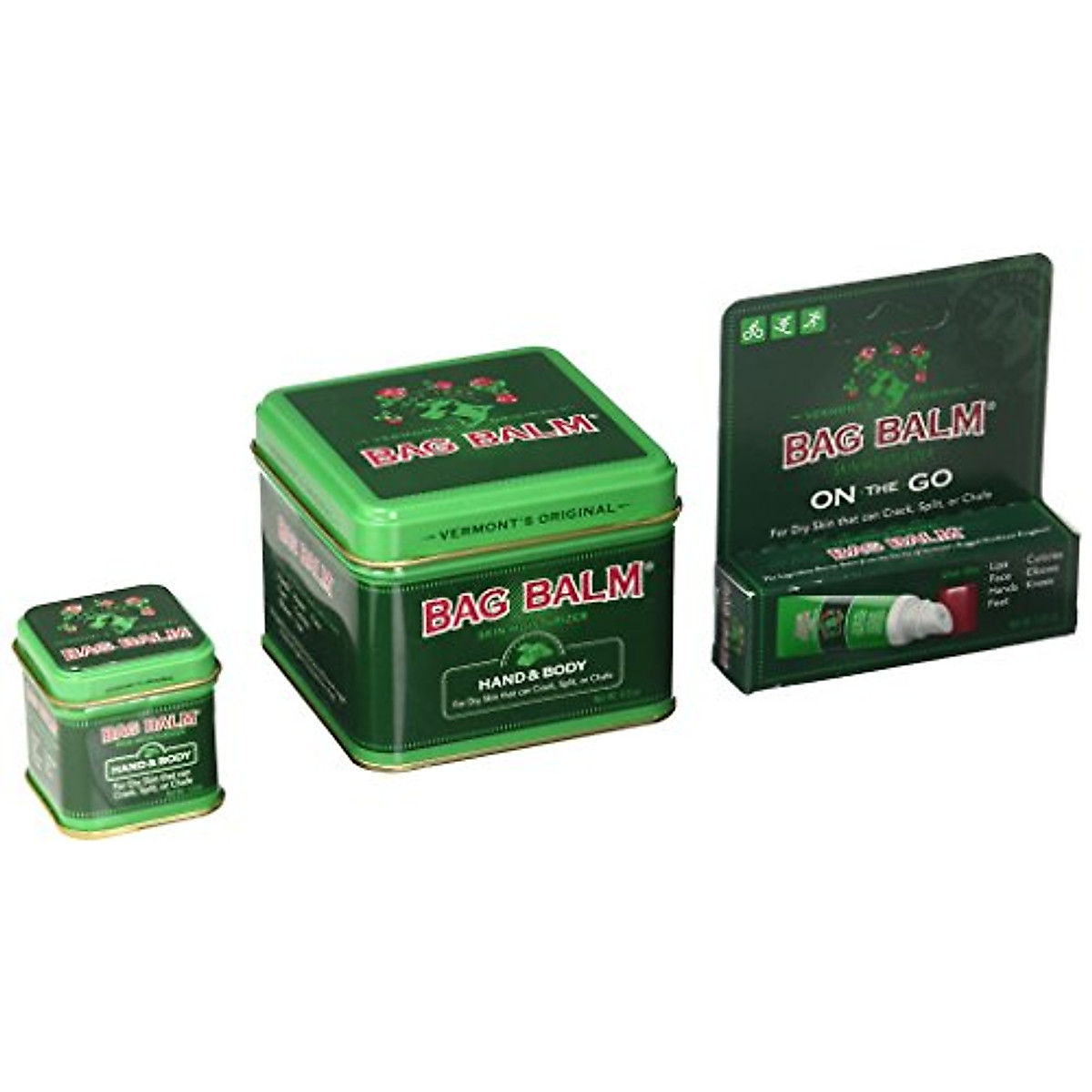 Bag Balm Bundle (8 Ounces, 1 Ounces Tins and On-The-go Tube)