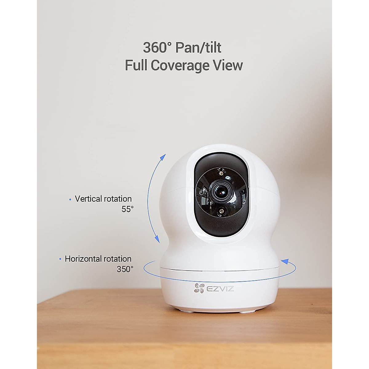 EZVIZ 2K+ Indoor Security Camera, WiFi, 360° Coverage, Night Vision, Auto Motion Tracking, Pet Baby Monitor, Two Way Talk, Compatible with Alexa (CP1 2K+)