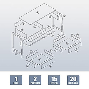 JOINHOM White Desk with 2 Drawers, Home Office Studying Working Desk, Makeup Vanity Table Desk for Bedroom