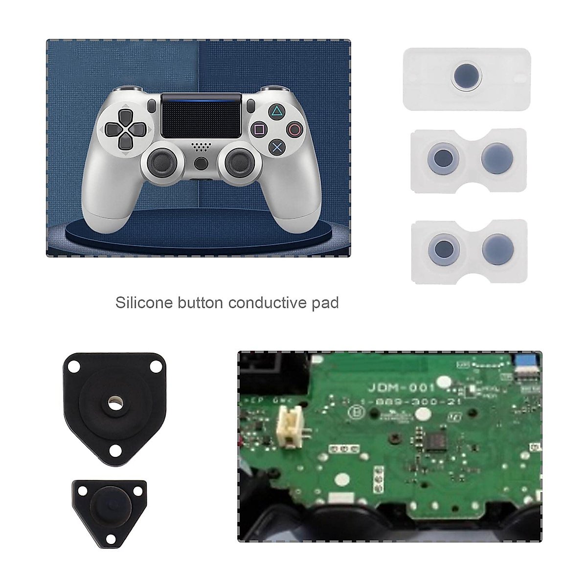 Micro Traders 3 Sets Conductive Silicon Button Pads Controller Button Replacement Repair Part Compatible with Sony Playstation 4 PS4 Controller