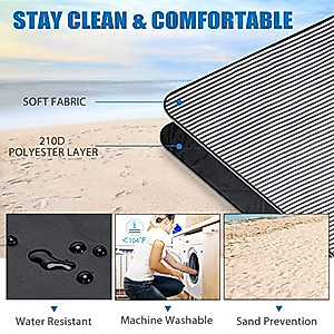 G GOOD GAIN Waterproof Picnic Blanket Portable with Carry Strap for Beach Mat or Family Outdoor Camping Party (Navy Blue)