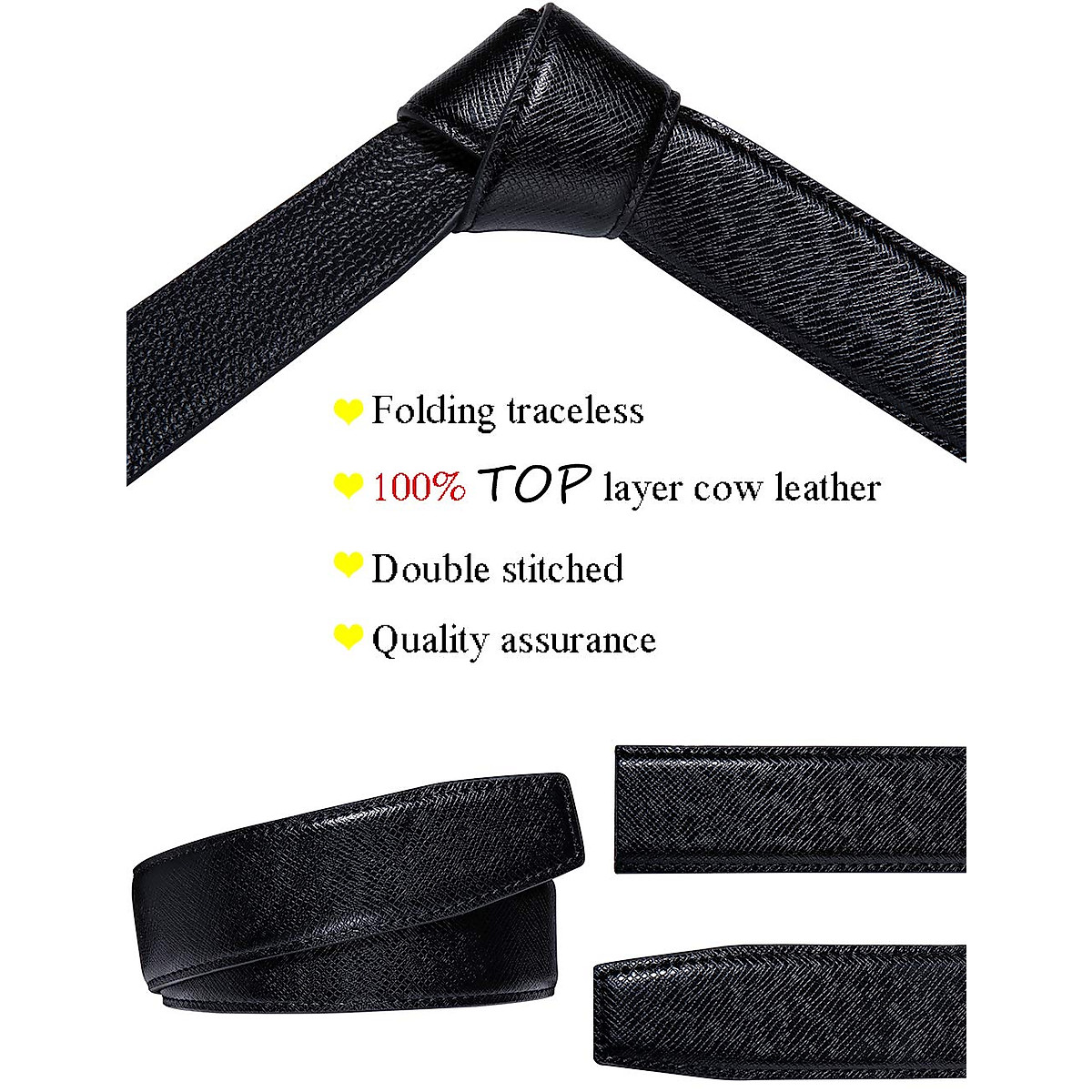 Barry.Wang Mens Belt Leather 2pack,Slide Ratchet Belt Buckle Dress Casual Gift Adjustable,Trim to Fit