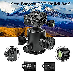 YoTilon Camera Tripod, Horizontal Tripod for Camera Professional Aluminum Alloy Travel Tripod for DSLR with 360° Ball Head Quick Release Plate, Handle Bag for Canon Nikon Sony DSLR Cameras