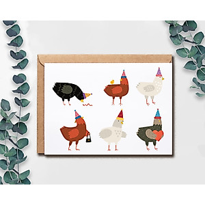 EruditeGifts Birthday Card - Funny Chicken Design - Illustrated, Premium Cardstock - Farmhouse Style - Includes Envelope