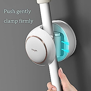 HAYAN Broom & Mop Holder, No-Drilling Wall Mount Broom Gripper Organizer, Mop Broom Hanger, Lightsaber Holder Storage (White, 1 pcs)