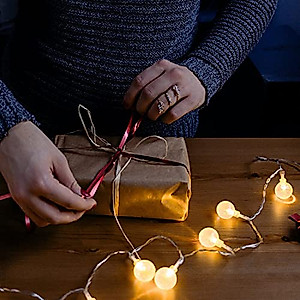 Fairy Lights Battery Operated & USB Plug-in 10FT 20 LED Globe String Lights Indoor Outdoor Waterproof Twinkle Christmas Lights for Garden Patio Gazebo Balcony Bedroom Xmas Tree Decorations Warm White