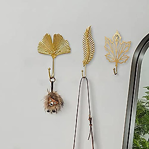 BOOMLATU Large Decorative Leaves Iron Hooks,Wall Mounted Single Coat Hooks Pack of 3 (Style A)