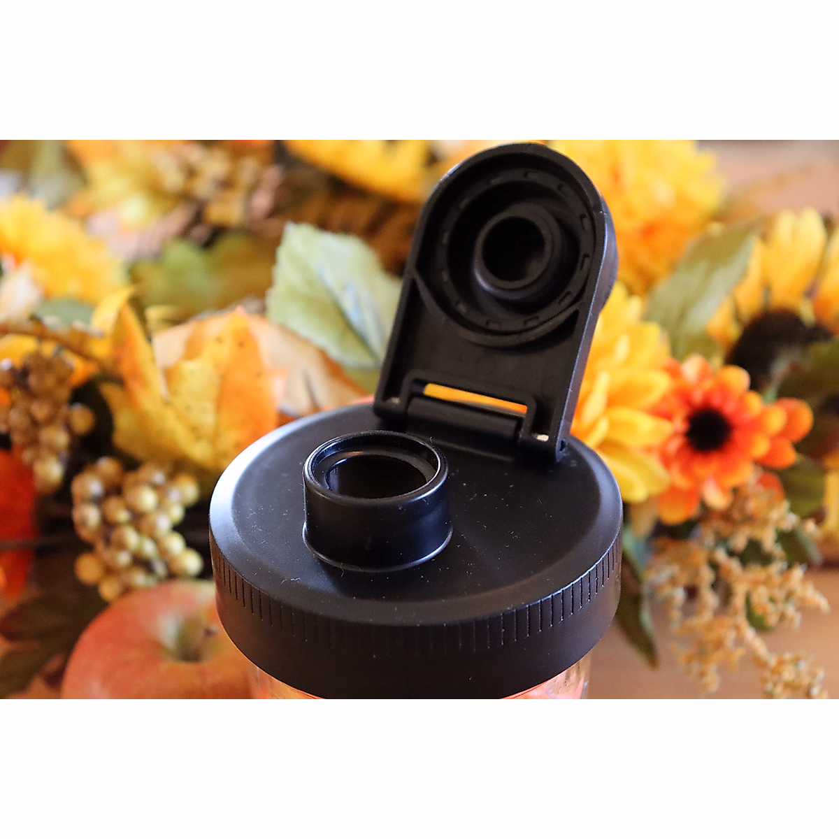 Brewing America Glass Mason Jar Pitcher with Lid - Ball Jar, 1 Quart (32 oz) with Black Wide Mouth Mason Jar Pour Lid, for Smoothie, Boba Cup, Sun Tea Jar, Cold Coffee Glass Tumbler, 1-Pack