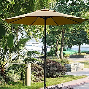 Sunnyglade 9Ft Patio Umbrella Outdoor Table Umbrella with 8 Sturdy Ribs (Tan)
