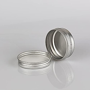 DLIBUY 12 Pcs 40ml 40g Empty Round Silver Aluminum Tin Jars with Screw Lids Cosmetics Lip Balm Containers Pots for DIY Candle, Salve Powder, Crafts, Storage Cans 3 Alu Spoon, 12 Labels