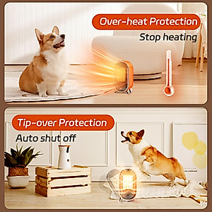 Electric Portable Space Heater - 1500W Adjustable PTC Fast Heating Ceramic Heater Features Timer and Oscillation, Mini Heater with Remote Control for Bedroom,Desk,Office and Indoor Use (Black) 1