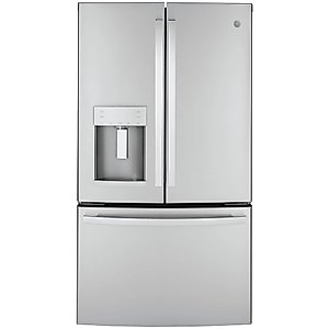 GE GYE22GYNFS 36" French Door Counter Depth Refrigerator with 22.1 cu. ft. Total Capacity Space Saving Ice Maker Showcase LED Lighting in Stainless Steel