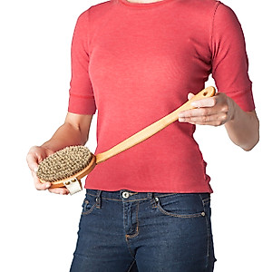 Redecker Wellfit Bath Brush with Removable Steamed Beechwood Handle, 100% Made in Germany, Mixed Horsehair and Plant Fiber Bristles, 17-1/2 Inches Long