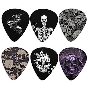 KEIAHUAN Guitar Plectrums Cool Skull Guitar Picks Classical Triangle for Bass, Acoustic & Electric Guitars Heavy Guitar Plectrums for Guitar Players 6 Piece