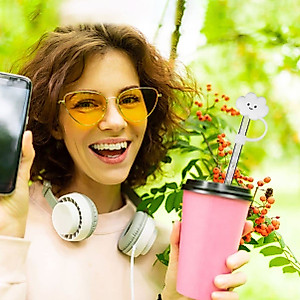 SEWACC 4 Pcs Straw Covers Silicone Straw Caps Reusable Drinking Straw Tips Lids Straw Toppers for Home Office