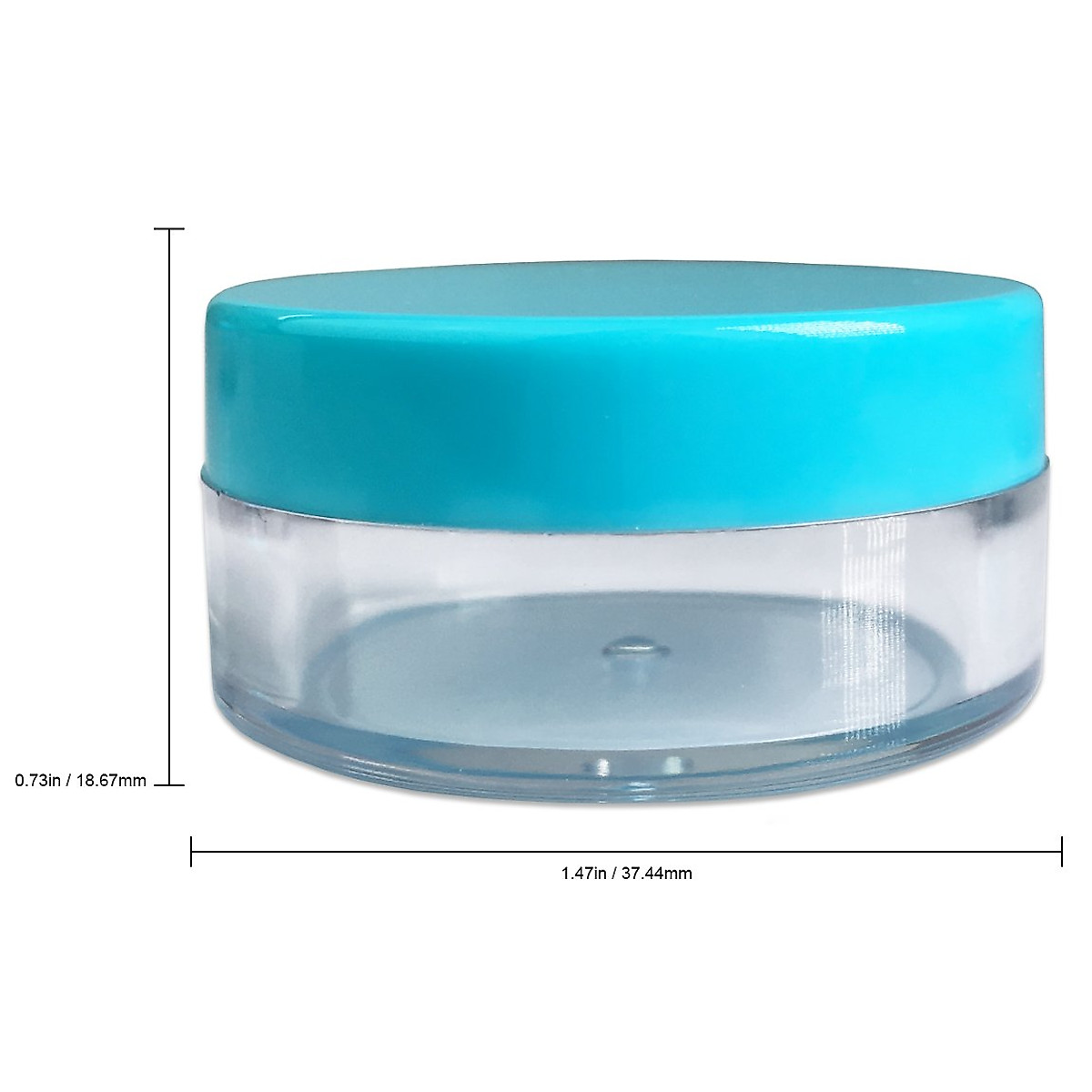 (Quantity: 100 Pieces) Beauticom® 10G/10ML Round Clear Jars with TEAL Sky Blue Lids for Acrylic Powder, Rhinestones, Charms and Other Nail Accessories - BPA Free