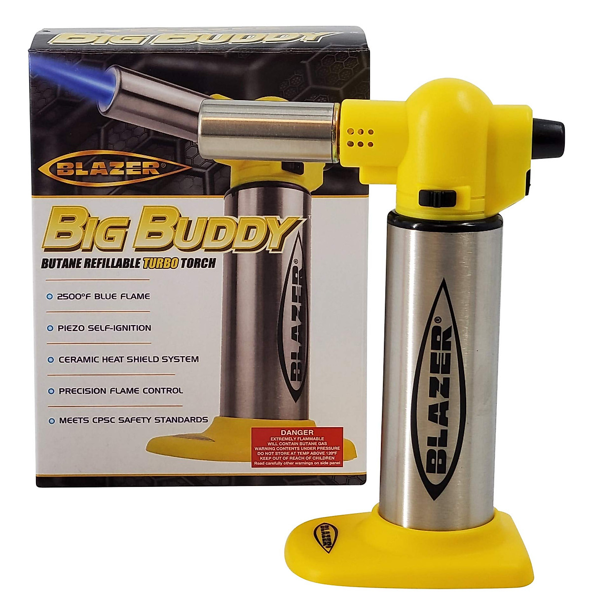 Blazer Big Buddy Torch - Stainless Steel with Yellow (2020)
