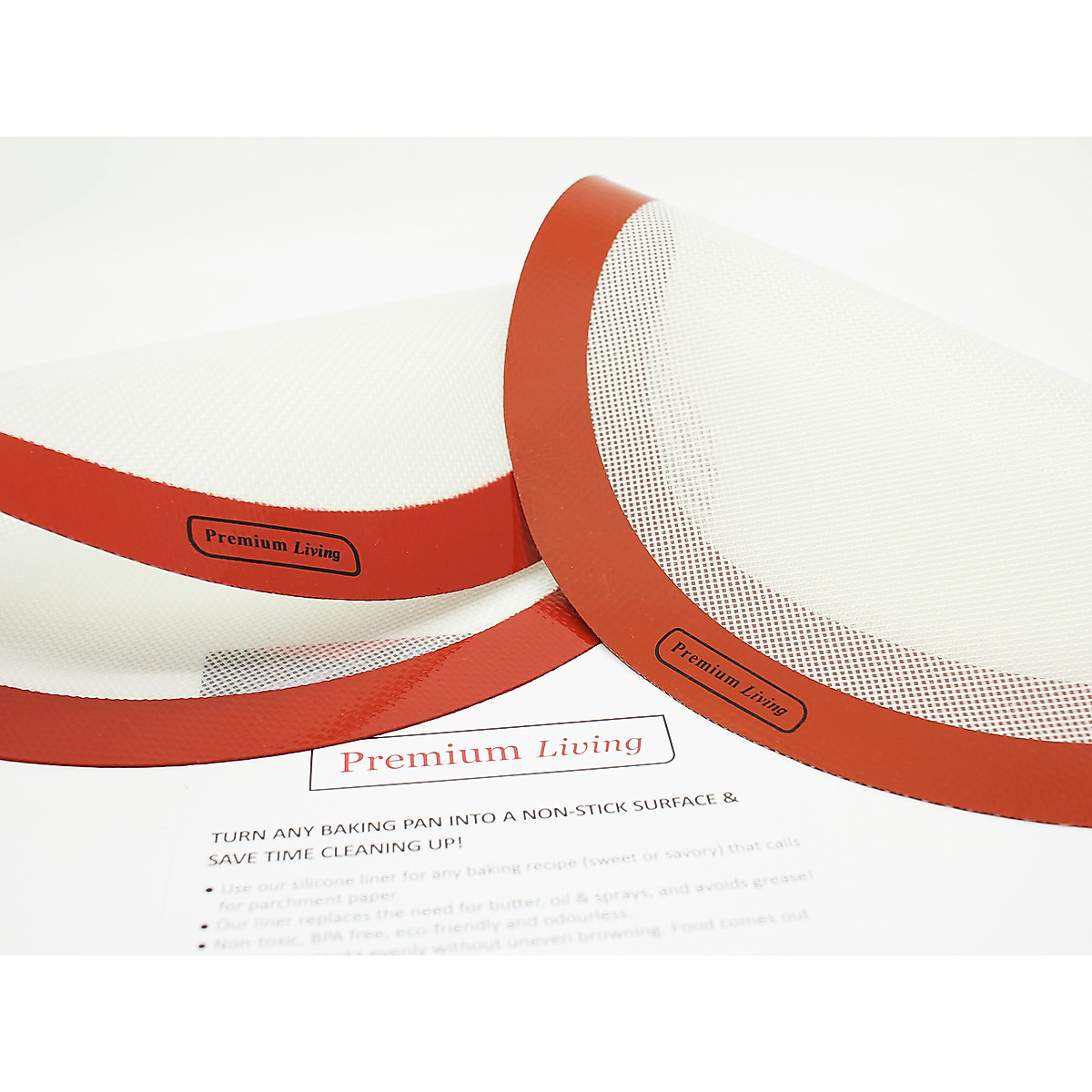 Premium Living Pizza Baking Silicone Mat 12" red (2, Red)