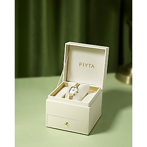 FIYTA Small Gold Watch Series Women's Watch, Rectangular Case, Adjustable Stainless Steel Bracelet, Wrapped by Stylish Gift Box, Elegant Present Watch for Women