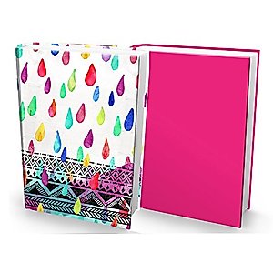 Book Sox Fabric Jumbo Book Covers - Watercolor Rain Drops Print and Magenta Solid (2 Items)