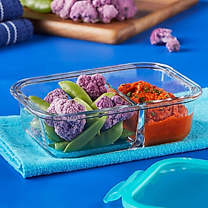 Pyrex Mealbox 10-Pc Bento Box Set, 2.3-Cup Divided Glass Food Storage Containers Set, Non-Toxic, BPA-Free Latching Lids, Freezer, Microwave and Top-Rack Dishwasher Safe, Compartment Bento Lunch Box