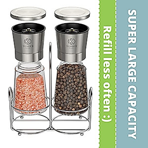Oliver's Kitchen ® Salt & Pepper Grinder Set - 2X Premium Quality Ceramic Grinders - Easy to Fill & Use - Season to Perfection with Adjustable Coarseness - Large Capacity - Refill Less Often