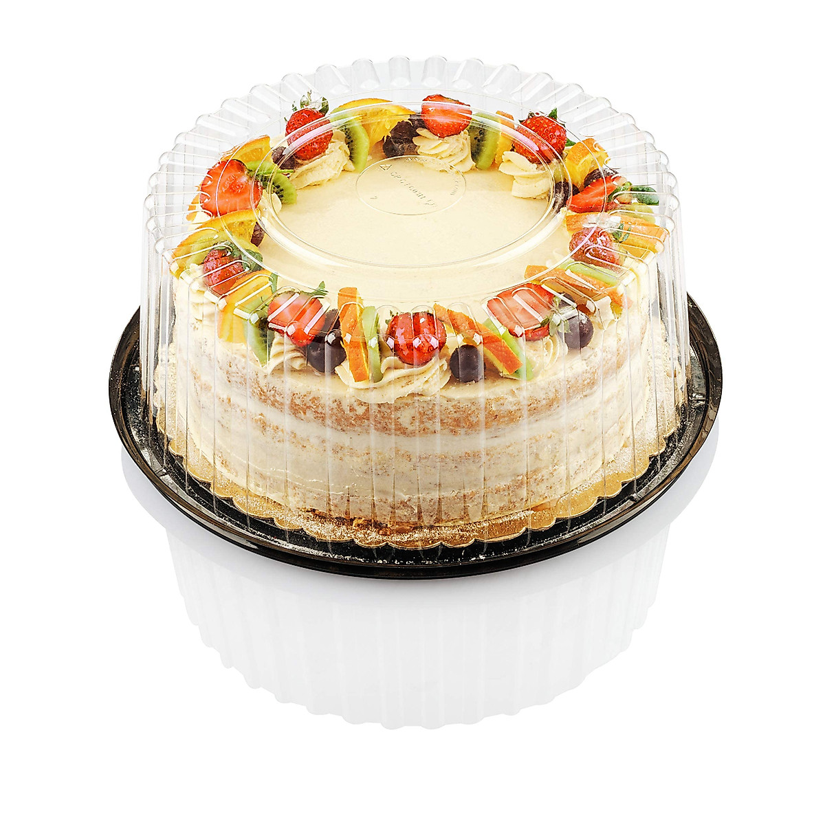 Plastic Cake Containers with Lids | Disposable Cake Containers 9 Inch Cake Carries for Transport and 9 inch Cake Boards 5 Pack of Each | Clear Bunt Cake, Cheesecake, and Pie Plastic Containers