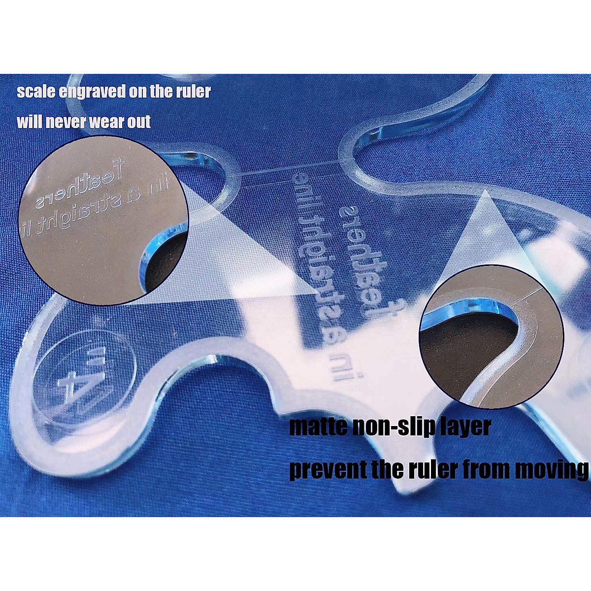 HONEYSEW Quilting Template Sewing Machine Ruler DIY Sewing Tools Notions Free Motion Quilting Grip Template Rulers Includes 4 Design (4 Designs A)