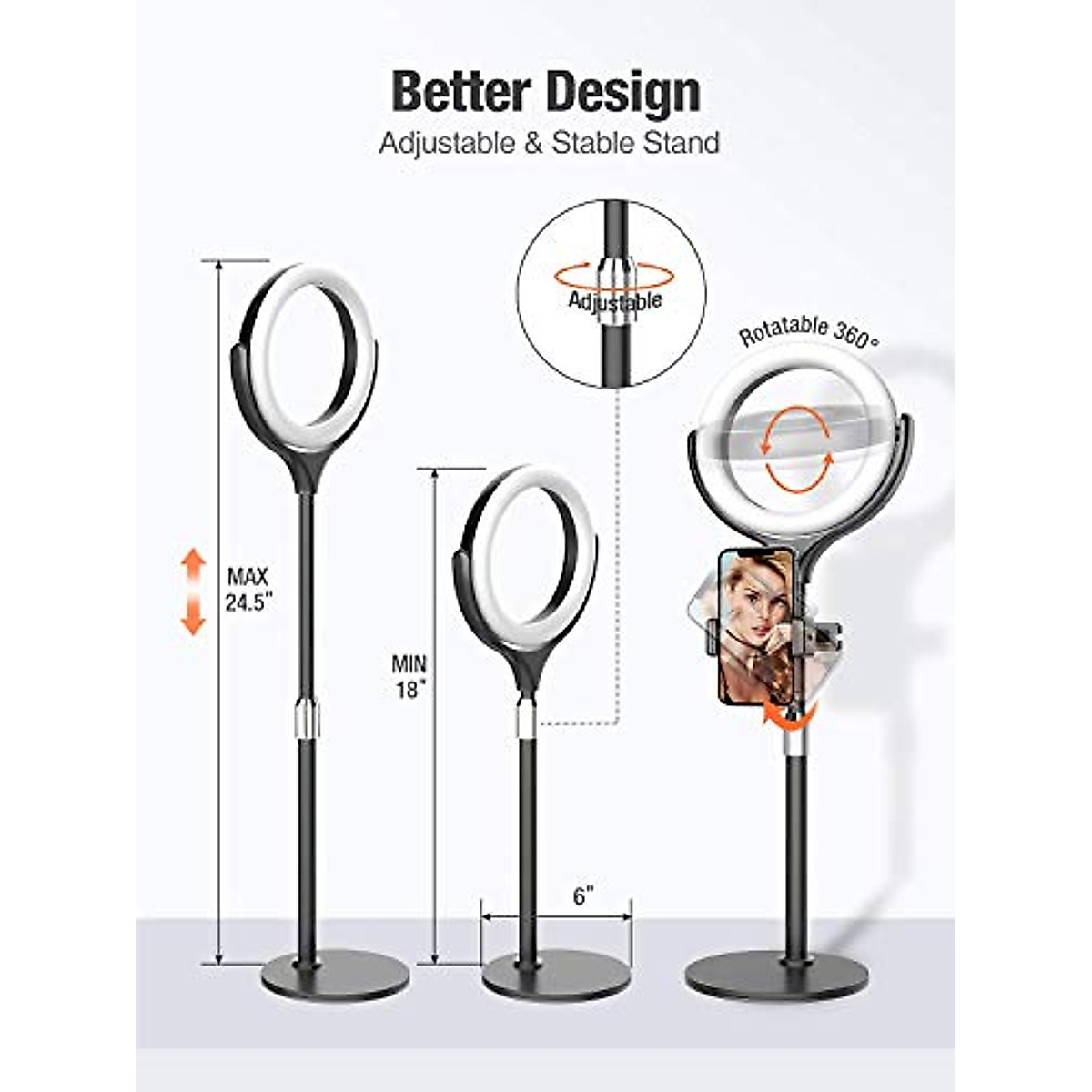 Computer Ring Light for Video Conference Lighting, Elitehood Desktop Ring Light with Stand for Laptop, 8 inch Light Ring for Zoom Meeting, Video Recording/Make Up/Live Streaming//Online Video Call