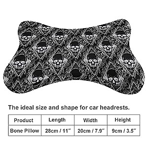 MZERSE Car Neck Pillow 2 Pieces Travel Pillow Compatible with Black Peony Rose Flowers Dead Skulls for Head Rest Neck Support Head Cushion Support for Car Seat Airplanes Sleeping