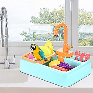 Activane Bird Bath Tub, Parrot Automatic Bathtub with Faucet, Bird Shower Bathing Tub Feeder Bowl for Pet Small Medium Parrot Parakeet Cockatiel Conure