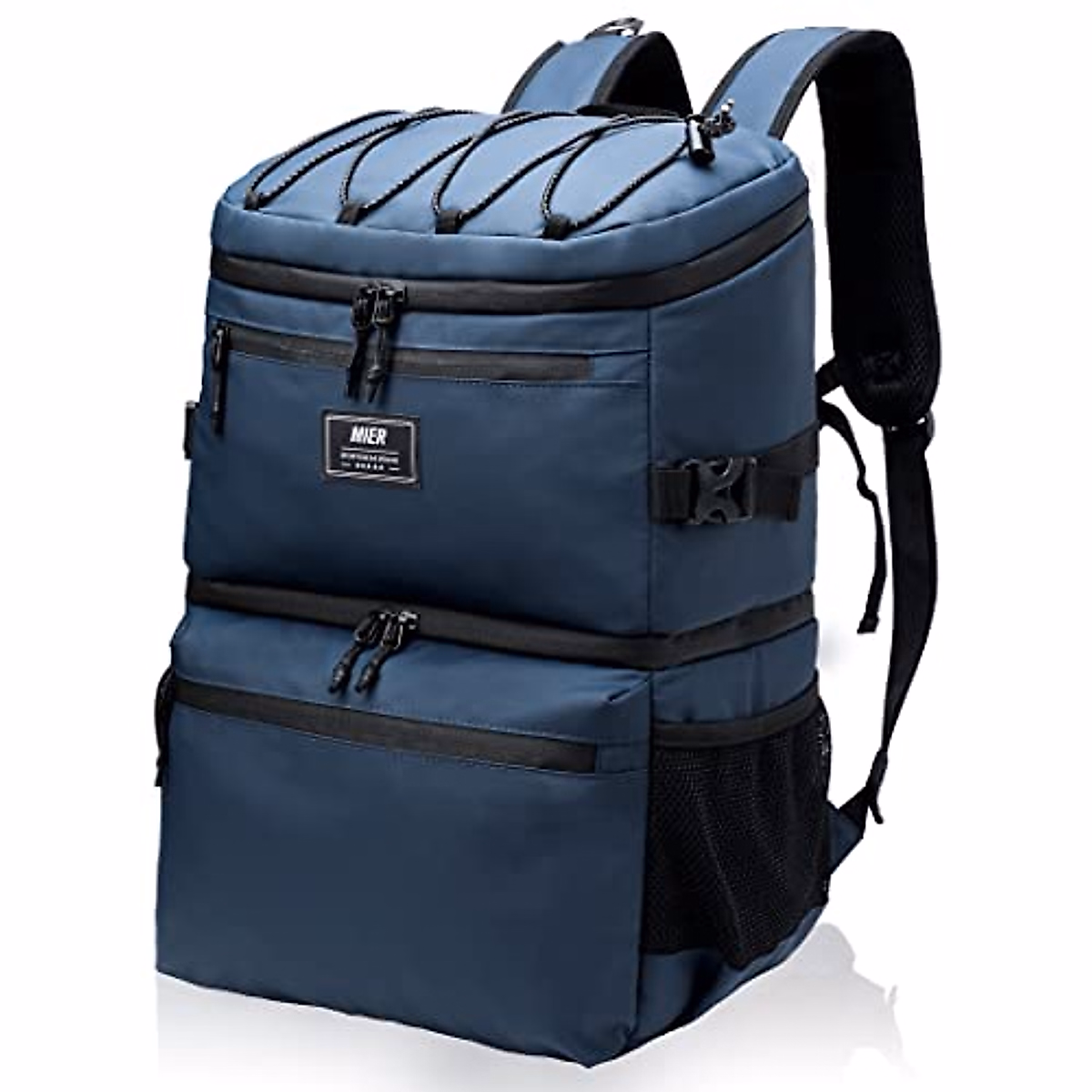 MIER Insulated Cooler Backpack Leakproof 2 Compartment Back Pack Cooler Bag Large Waterproof Lunch Backpack with Coolers for Men Women to Work Beach Picnics Camping Hiking, Double Deck (25 L, Navy)