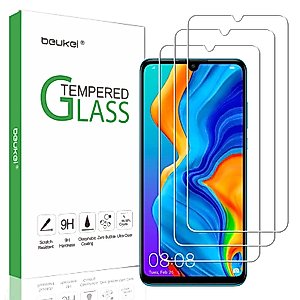 beukei (3 Pack) Compatible for Huawei P30 Lite Screen Protector Tempered Glass, Full Screen Coverage, Touch Sensitive,Case Friendly, 9H Hardness