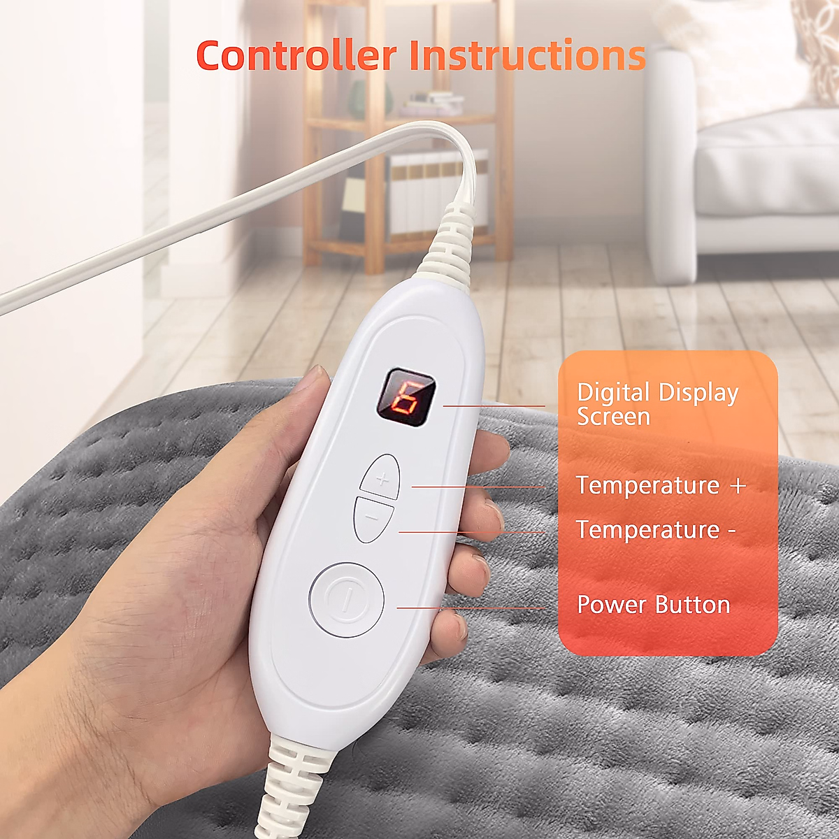 Comfier Heating Pad for Back, Heat Pad for Back with 6 Heat Settings & Auto Shut Off,Heated Back Wrap with Strap as Gift for Mom Women or Dad