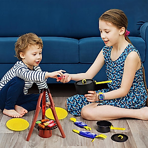 FUN LITTLE TOYS Kids Play Tent with Camping Toys, Toddler Tent with Battery Lantern, Kids Pop Up Tent Indoor Outdoor Toys Birthday Gifts for Girls Boys