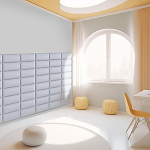 Elvone Upholstered Headboard Panels, 6 Panels Sized 7.8" x 15.7" Peel and Stick Padded Wall Panels for Kids, 3D Anti-Collision Wall Mounted Bed headboard for Full, Grey