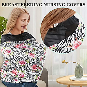 SYNPOS Nursing Covers for Breastfeeding, 360° Full Privacy Breastfeeding Cover, Multi-Purpose Baby Car Seat Cover, Shopping Cart Cover, Stroller Cover, Soft Nursing Apron for Breastfeeding