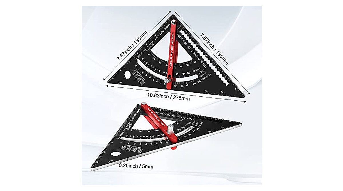 Gohelper 7-Inch Aluminum Carpenter Square for Woodworking & Framing