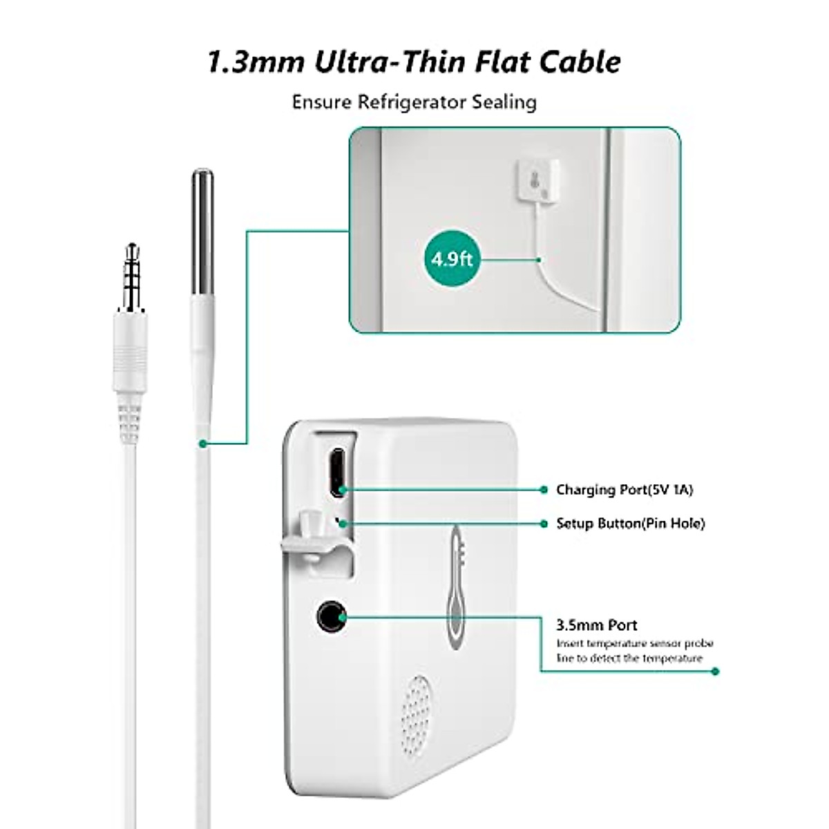 MOCREO ST5 WiFi Thermometer Freezer Alarm, Email Alert, App Notification, Data Logging Export, No Subscription Fee, Remote Wireless Temperature Sensor for Refrigerator, Freezer, Hot Tub (2 Pack)