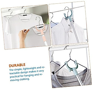 GARVALON 2pcs Clothesline Clothes Drying Clothes Reaching Rods Coat Hooks Heavy Duty Metal Hangers Clothing Racks for Home Reach Pole Telescoping Reach Sticks Adjustable Clothesline Rod Pp