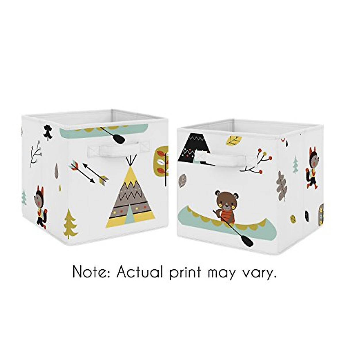 Sweet Jojo Designs Outdoor Adventure Foldable Fabric Storage Cube Bins Boxes Organizer Toys Kids Baby Childrens for Collection Set of 2