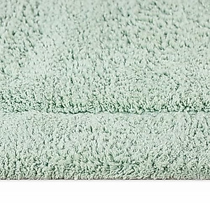 Superior Non-Slip 2 Piece Bath Rug Set, Ultra Plush, Soft and Absorbent 100% Combed Cotton Pile - Traditional Oval Bath Mat Set, Sage