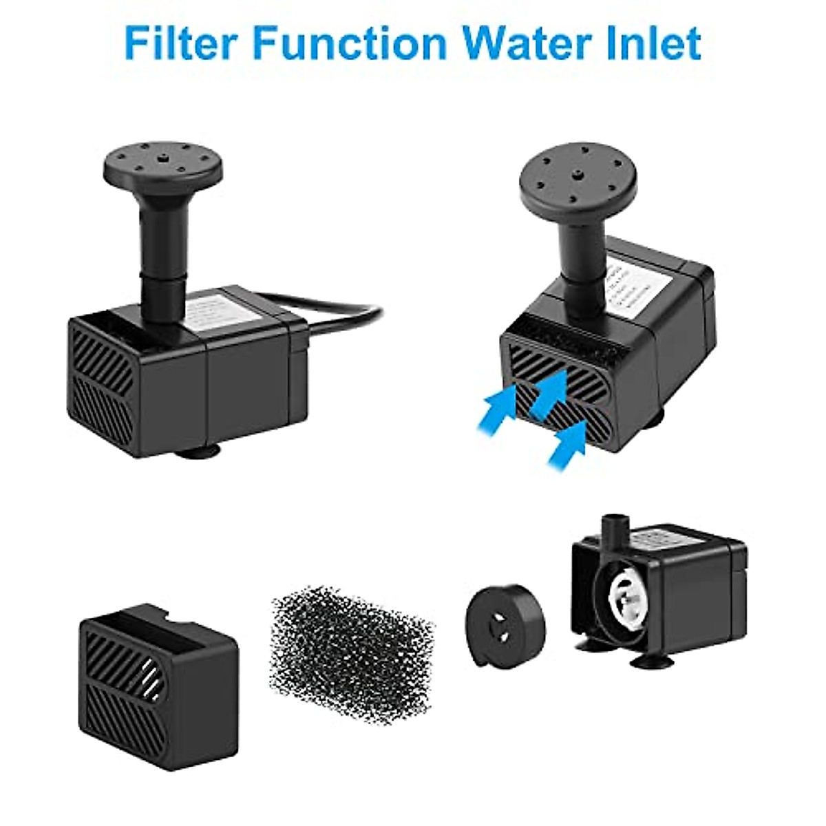 LEDBOKLI Solar Water Fountain Pump with Solar Panel and USB Powered, Solar Water Fountain Pond Pump Kit, Solar Powered Fountain USB Water Pump Solar Submersible Pump for Bird Bath Garden Backyard Pool