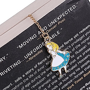 iFCOW Bookmark Creative Gold Metal Leaf with Pendant Fairy Tale Style for Book Paper Reading Kid Boy Girl Student Alice