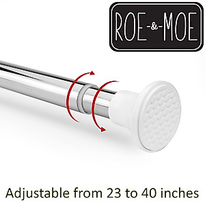 Deluxe Stainless Steel Sliding Door Guard Adjustable 23–40 inches w/White Caps - Feel Safe at Home with This Adjustable Home Security Bar 1" Dia. (1)