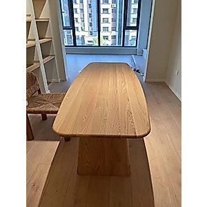 SUSUO Retangle Dining Table, 70.9" L x 31.5" W Mid-Century Modern Double Pedestal Table Leisure Coffee Table Rectangular for Dining Room Kitchen, Farmhouse Solid Wood Furniture