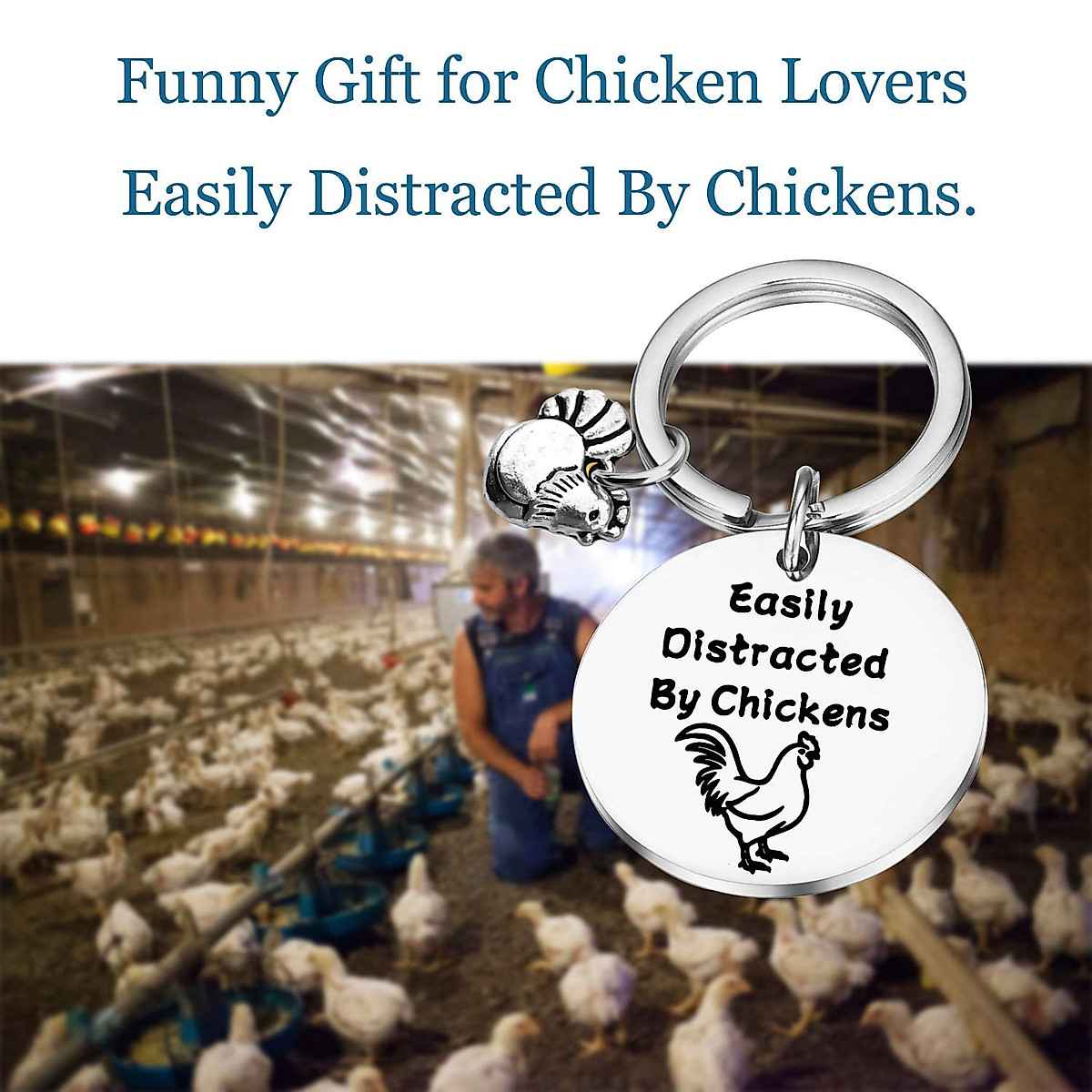 Lywjyb Birdgot Easily Distracted By Chickens Keychain (Easily Distracted By Chickens)