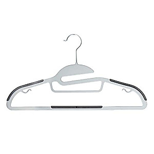 Simplify 8 Pack Ultimate Hanger | S-Shape Collar Saver | Ultra-Thin | Non-Slip | Accessory Bar | Belts | Scarves | Ties | Tank Top | Closet Organization | White