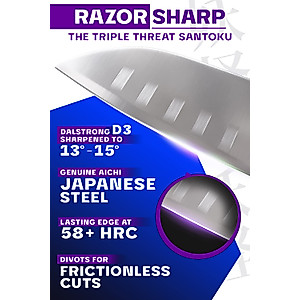 Dalstrong Santoku Knife - 7 inch - Phantom Series - Japanese High-Carbon AUS8 Steel - Pakkawood Handle - Razor Sharp Kitchen Knife - Asian Vegetable Knife - Sheath Included