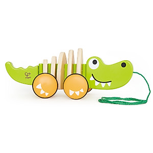 Hape Wooden Walk-A-Long Croc for Babies| Pull & Pull Walking Toy for Toddlers 12 Months and Up